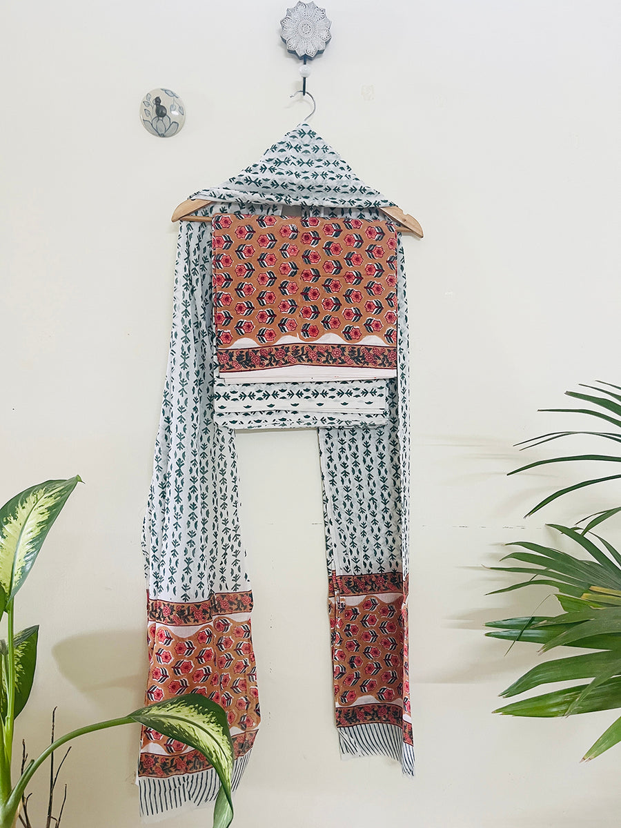 EARTHY HAND-BLOCK PRINTED COTTON SUIT-SET – The Pink Tint Store