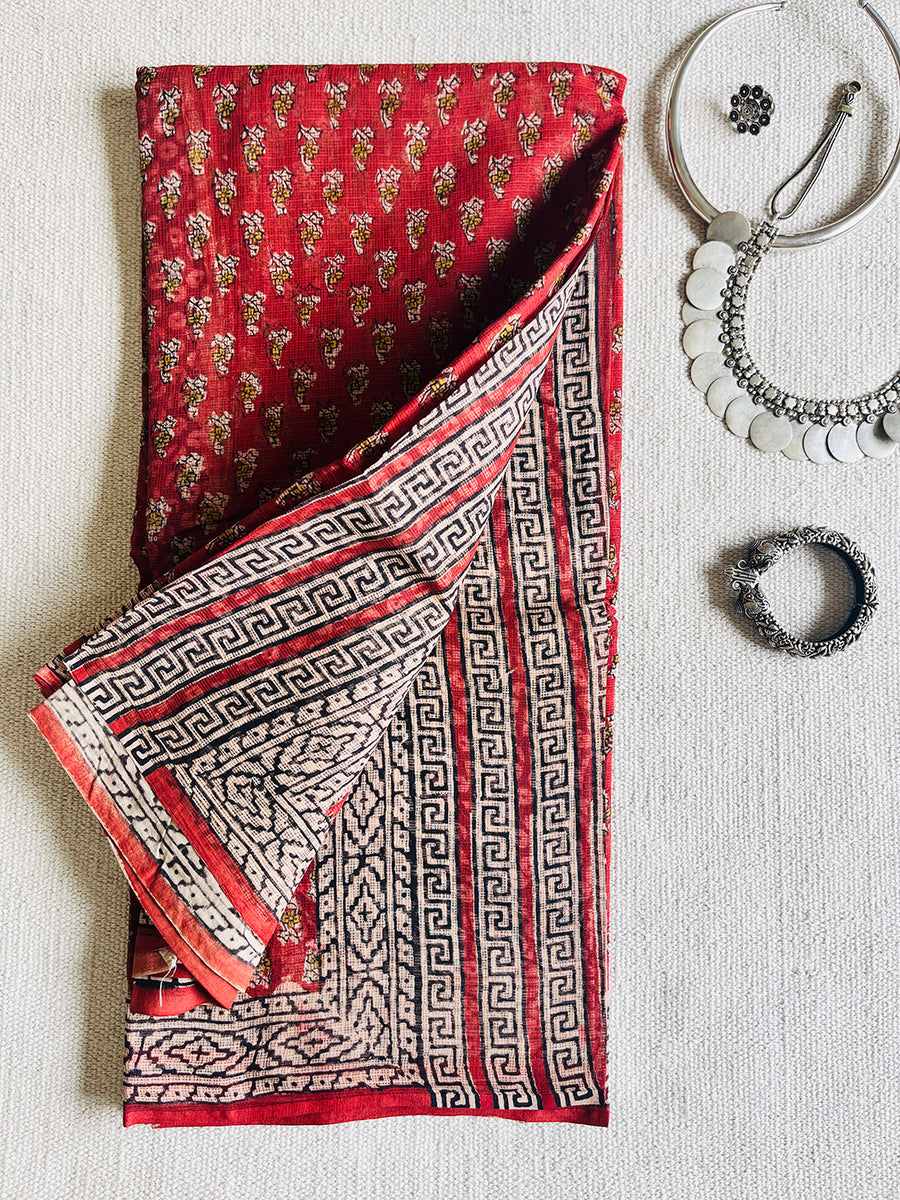 RED SMALL-BOOTI KOTA DORIA SAREE – The Pink Tint Store